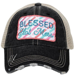 Blessed hats Blessed hot mess Simply blessed Crosses Embroidered distr ...